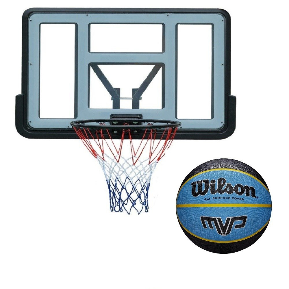 Basketball set Spartan Wall Mounted Backboard - 1151 + Ball Wilson ...
