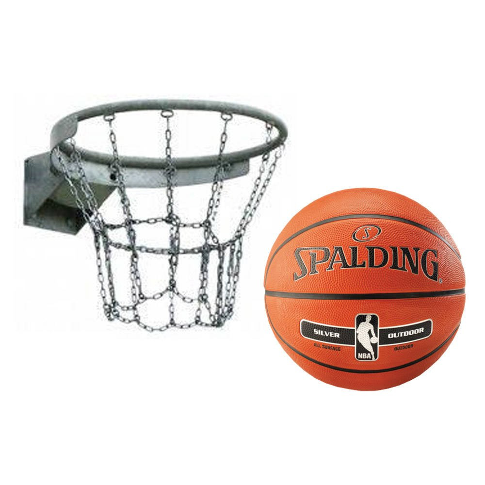 Basketball Rim + Spalding NBA Silver Basketball Outdoor | Accessories ...